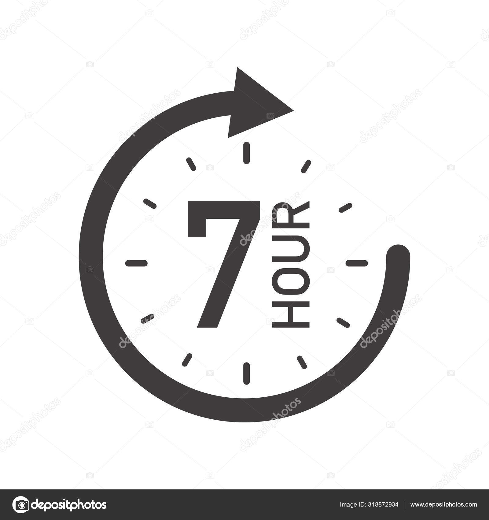 Seven Hours Icon Arrow Black White Vector Symbol Stock Vector by ...