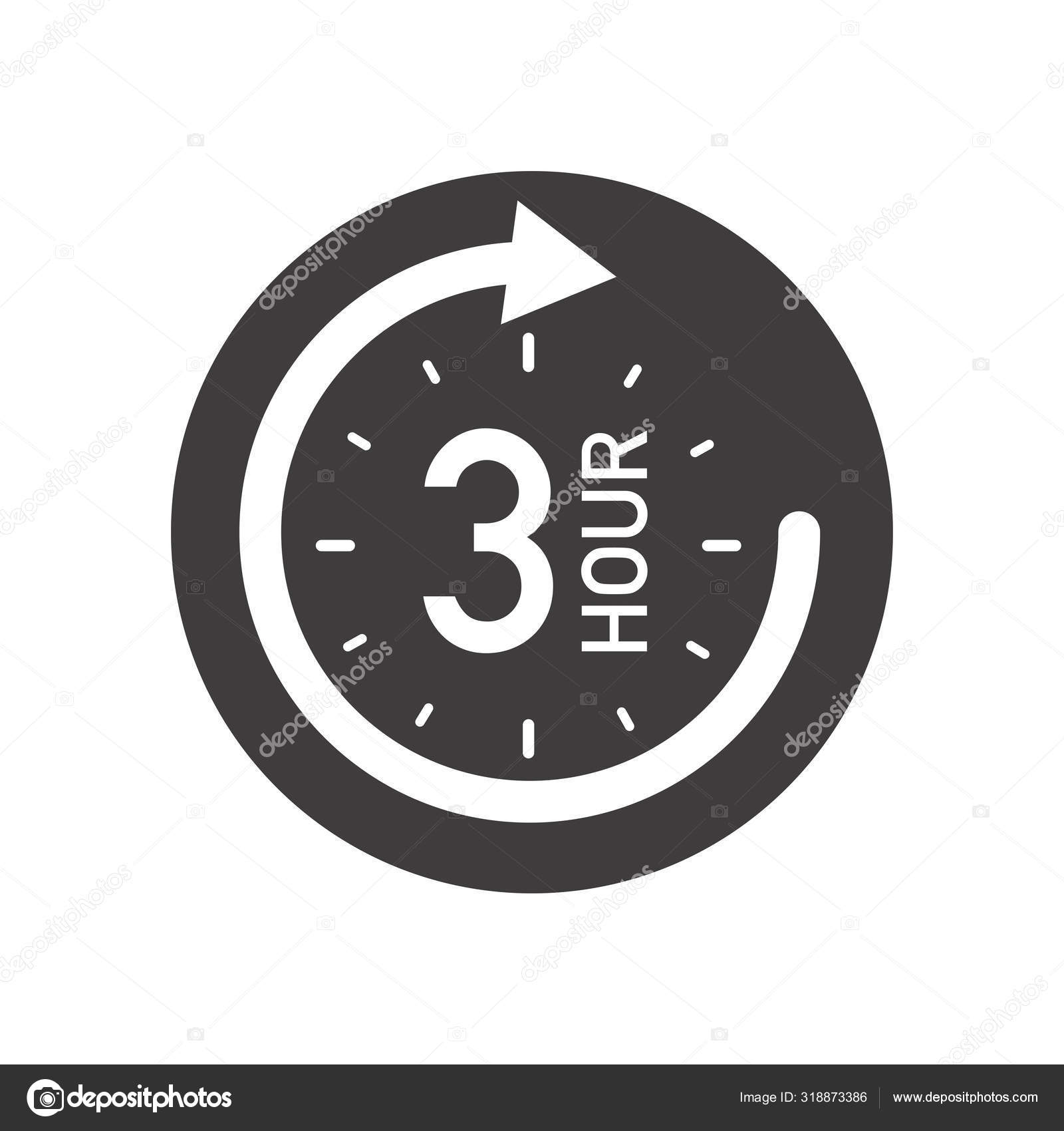 Tři Hodiny Kulatá Ikona Šipkou Černobílý Vektorový Symbol Stock Vector ...