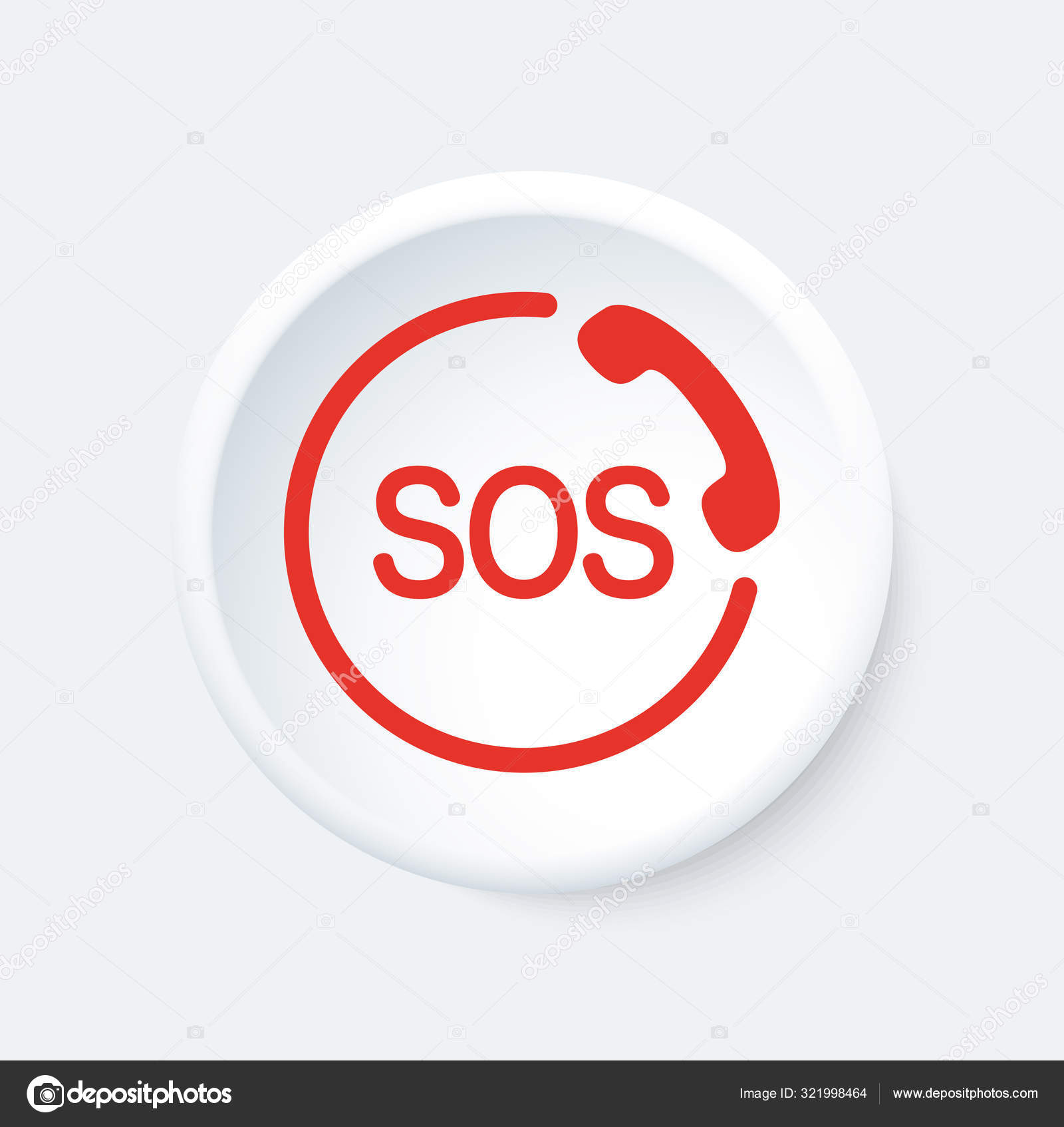 Sos Button Emergency Phone Icon White Red Icon Stock Vector by ...