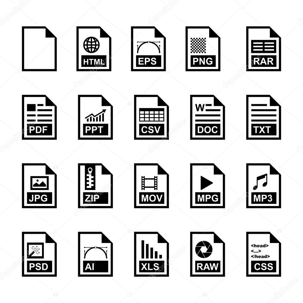 Conjunto Iconos Formato Archivo Vector de Stock de ©Tzubasaz 317612910