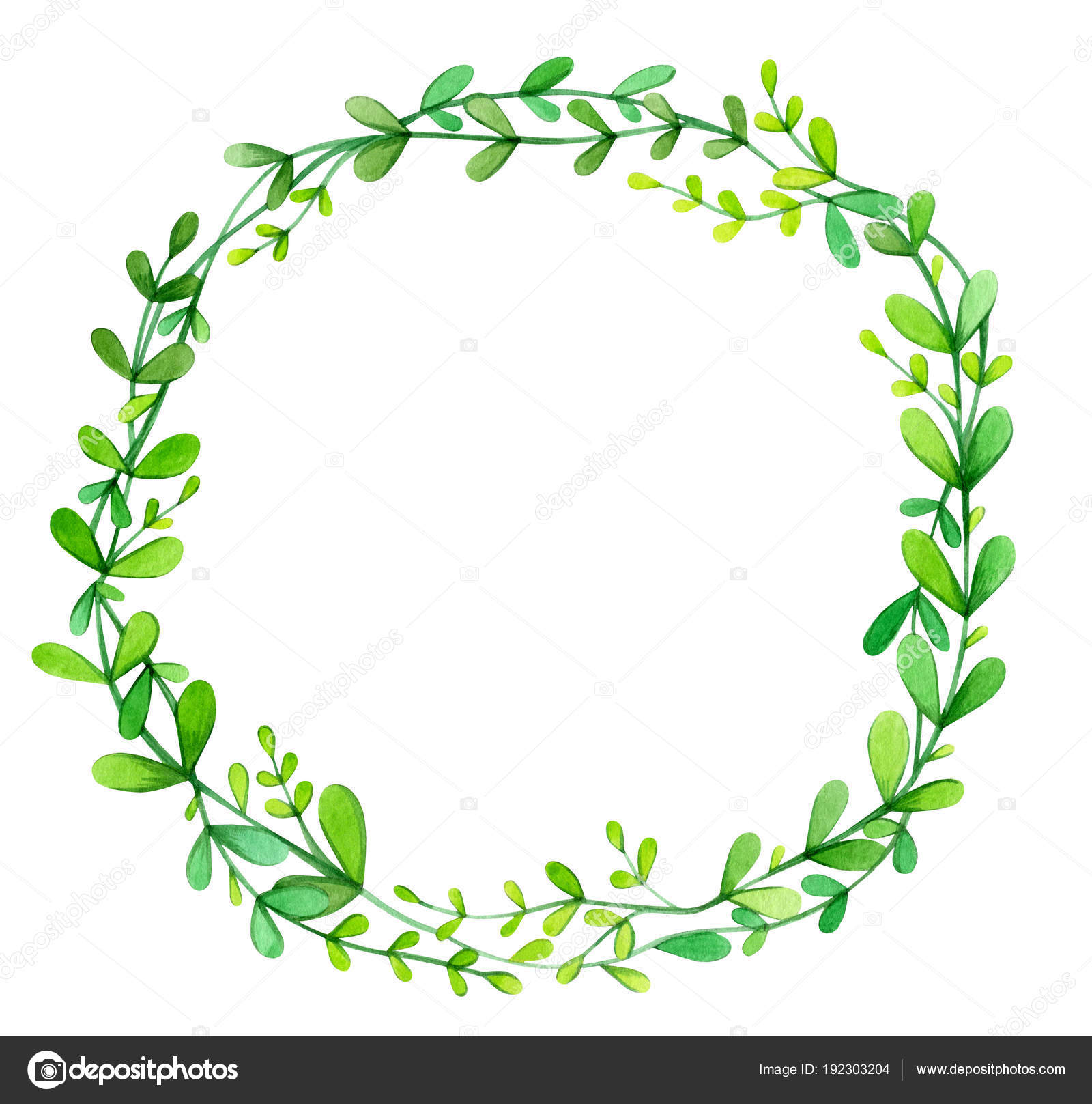 Green Leaves Circle Frame White Background Stock Illustration by ©rvika ...