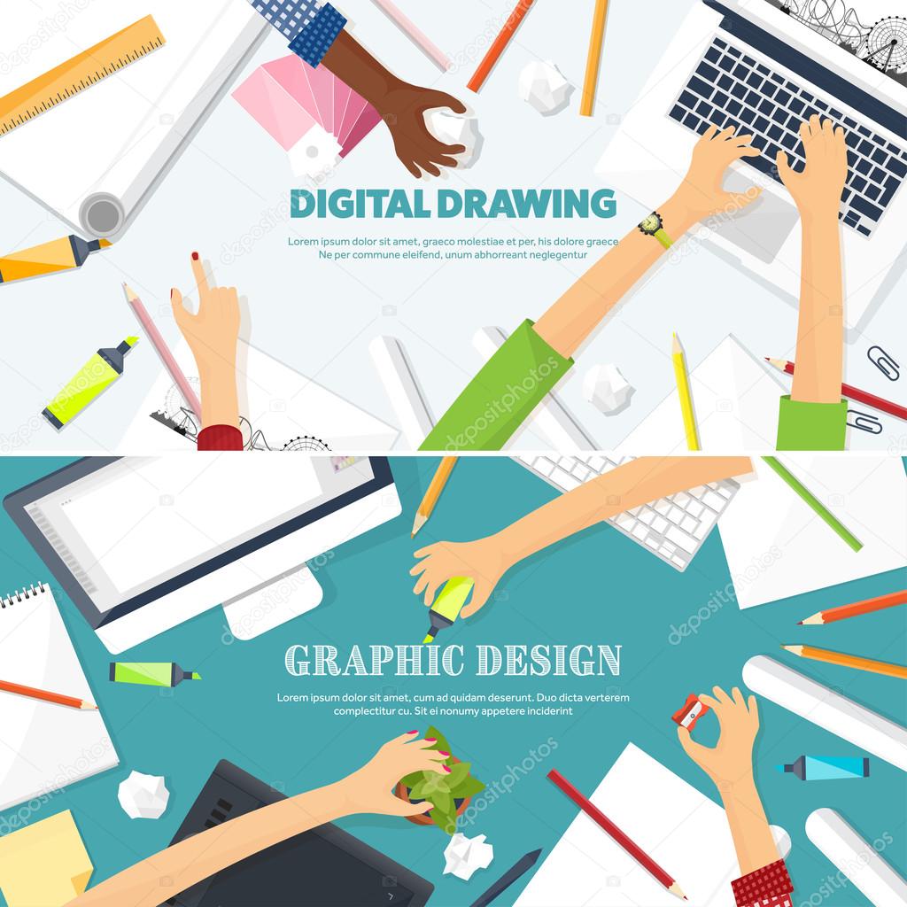 Graphic web design. Drawing and painting. Development. Illustration ...