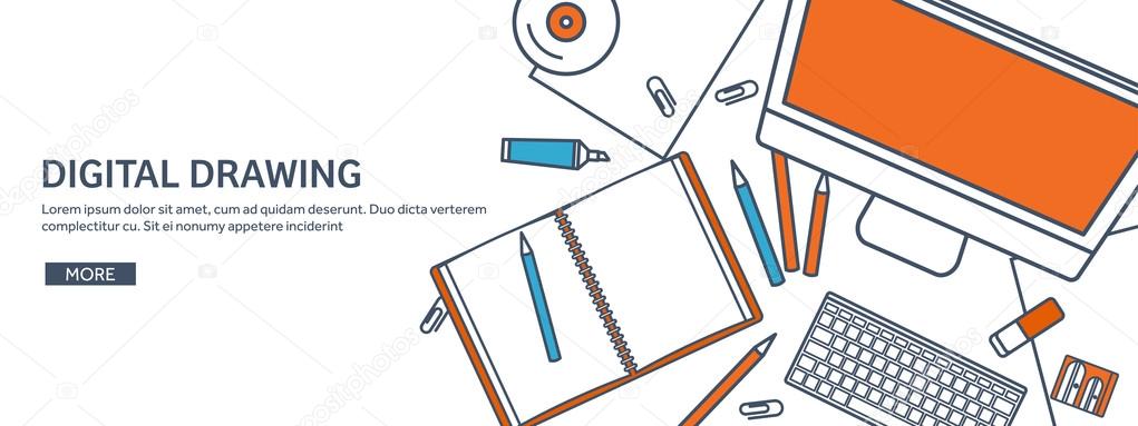 Vector illustration. Study and education. Lined flat style. Knowledge ...