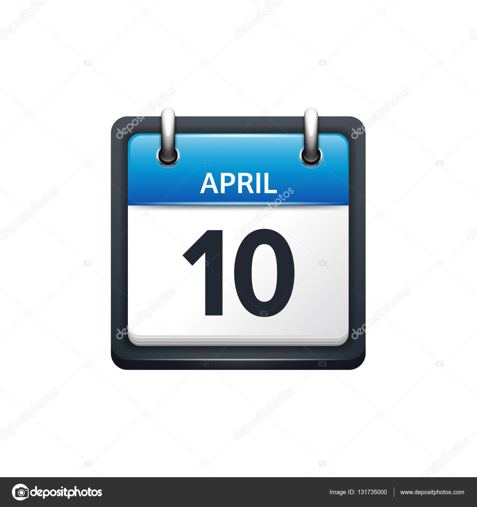April 10. Calendar icon.Vector illustration,flat style.Month and date ...