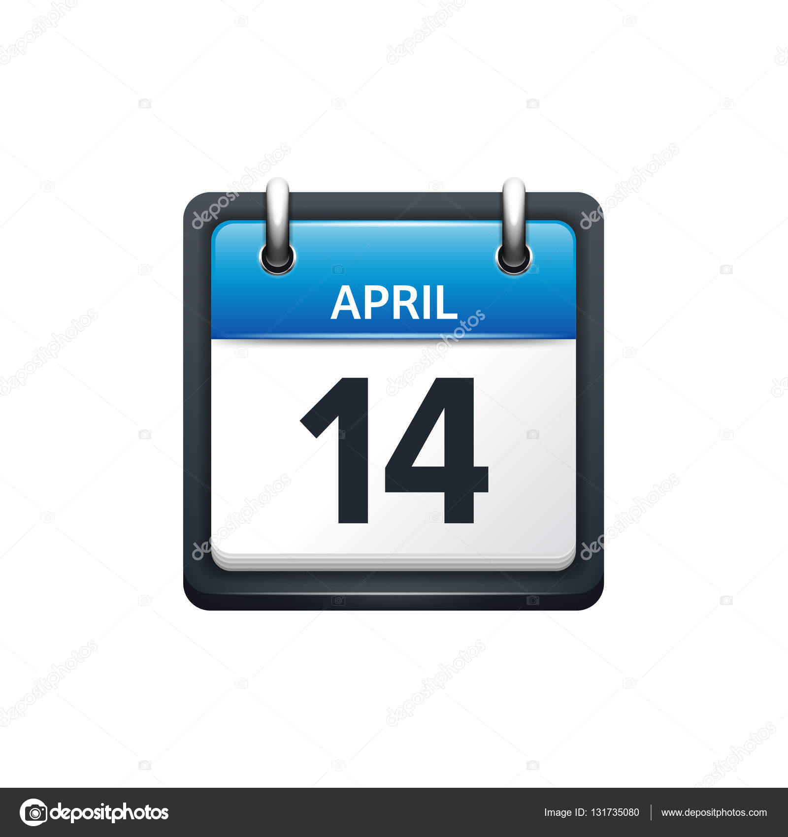 April 14. Calendar icon.Vector illustration,flat style.Month and date ...