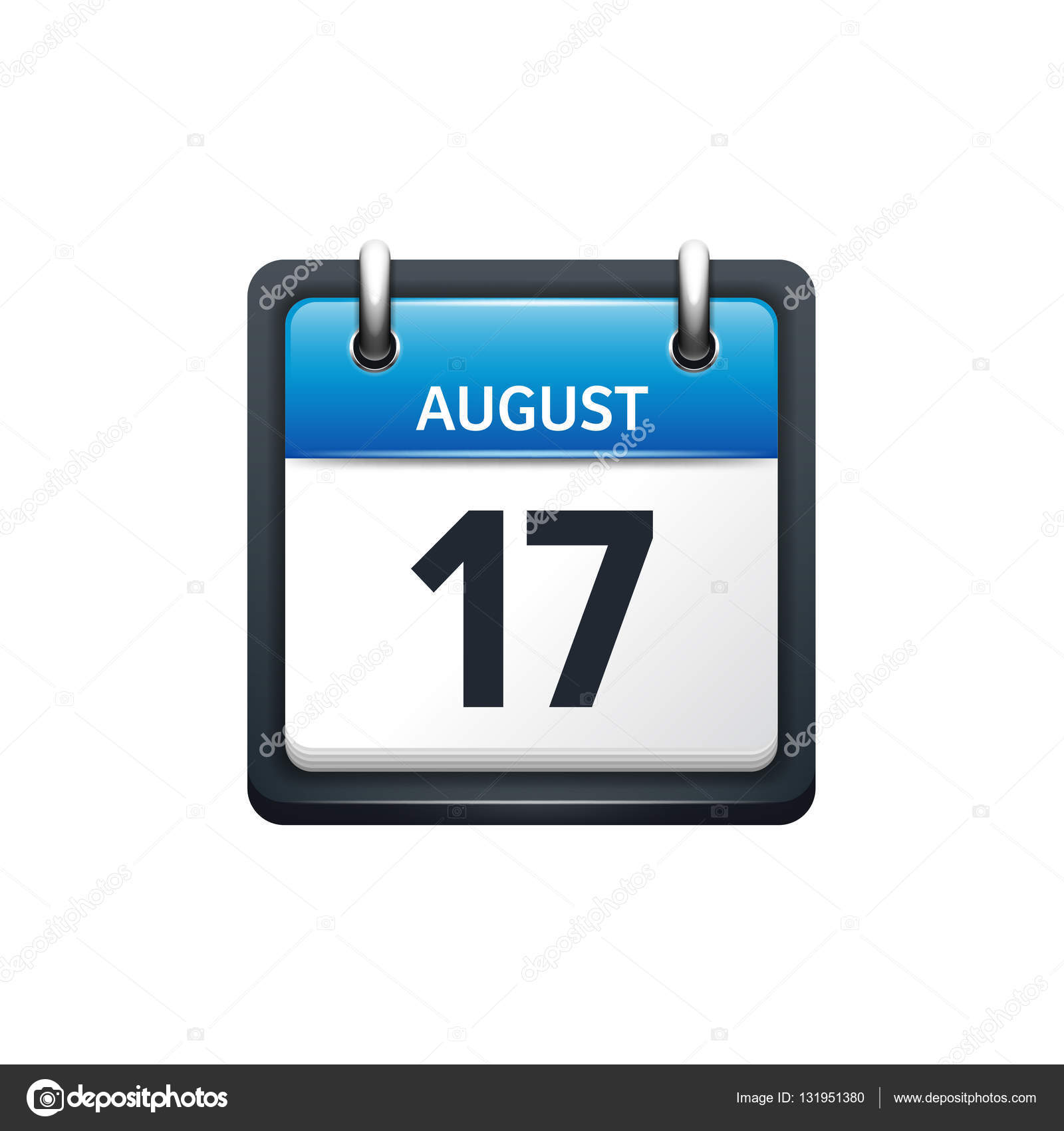 August 17. Calendar icon.Vector illustration,flat style.Month and date ...