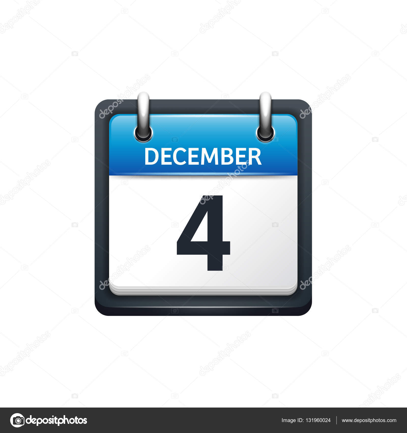 December 4. Calendar icon.Vector illustration,flat style.Month and date ...