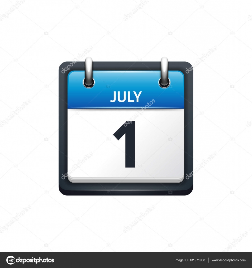 July 1. Calendar icon.Vector illustration,flat style.Month and date ...