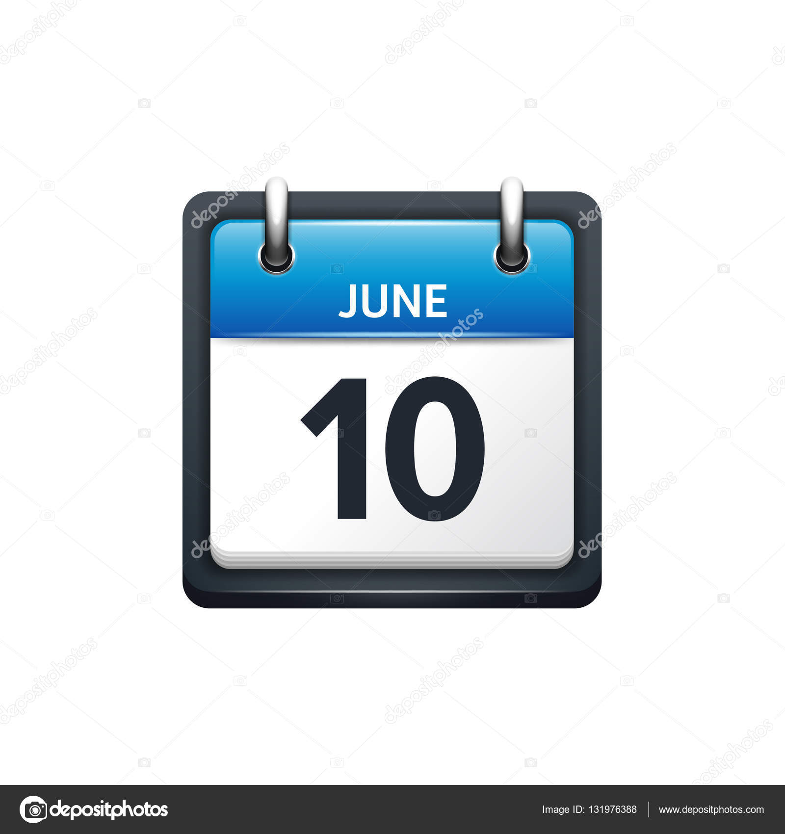 June 10. Calendar icon.Vector illustration,flat style.Month and date ...