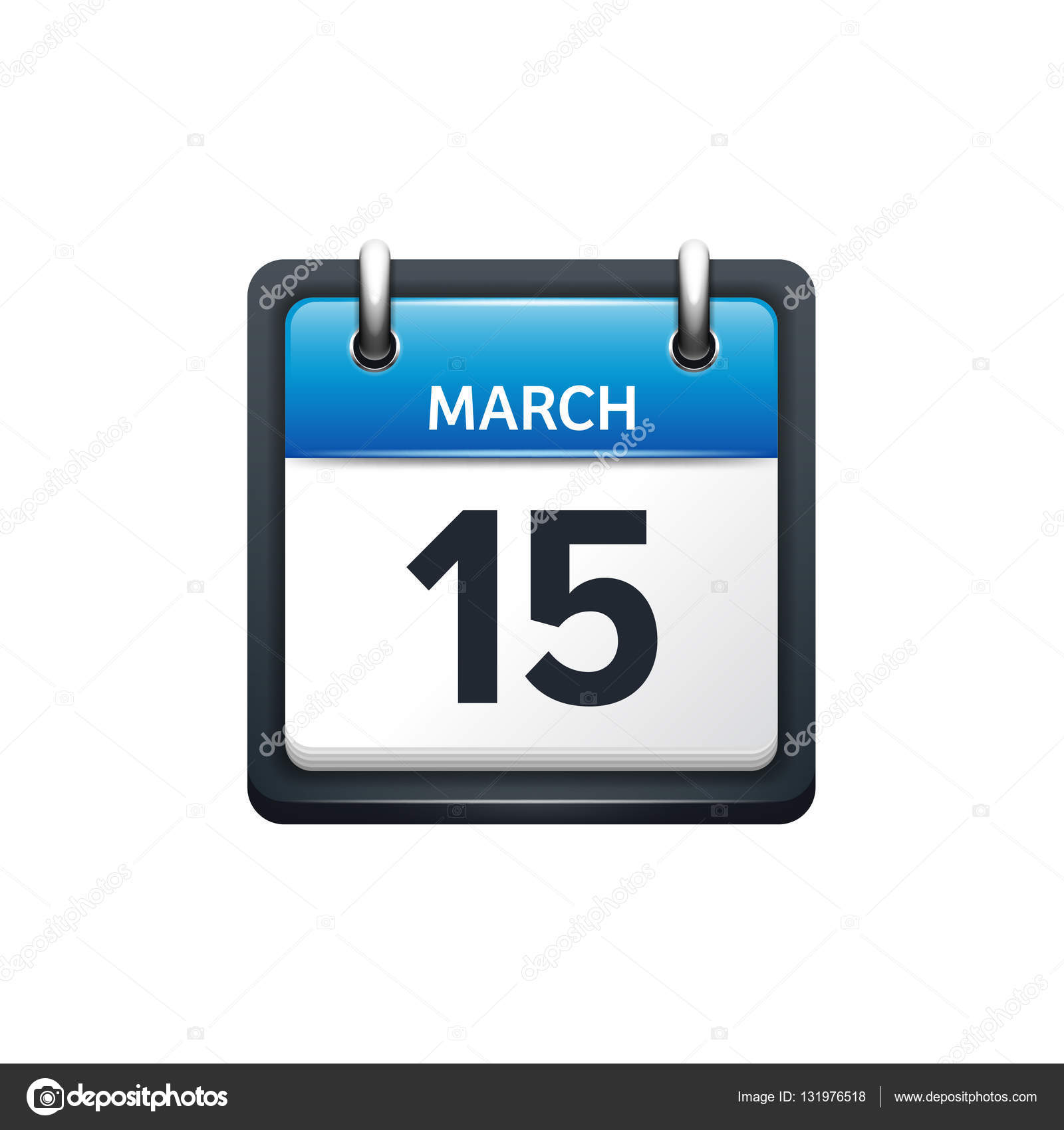 March 15. Calendar icon.Vector illustration,flat style.Month and date ...