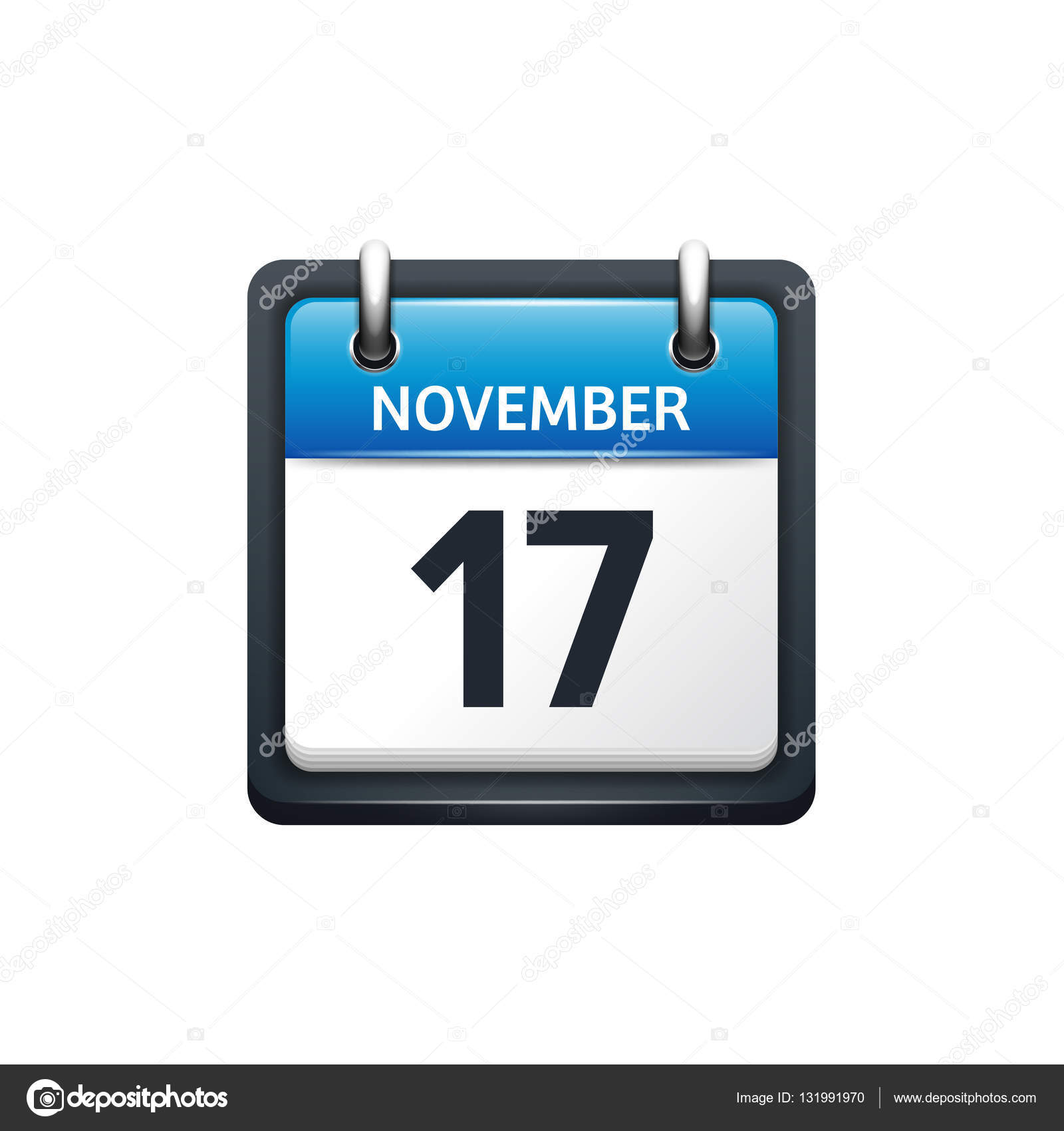 November 17. Calendar icon.Vector illustration,flat style.Month and ...