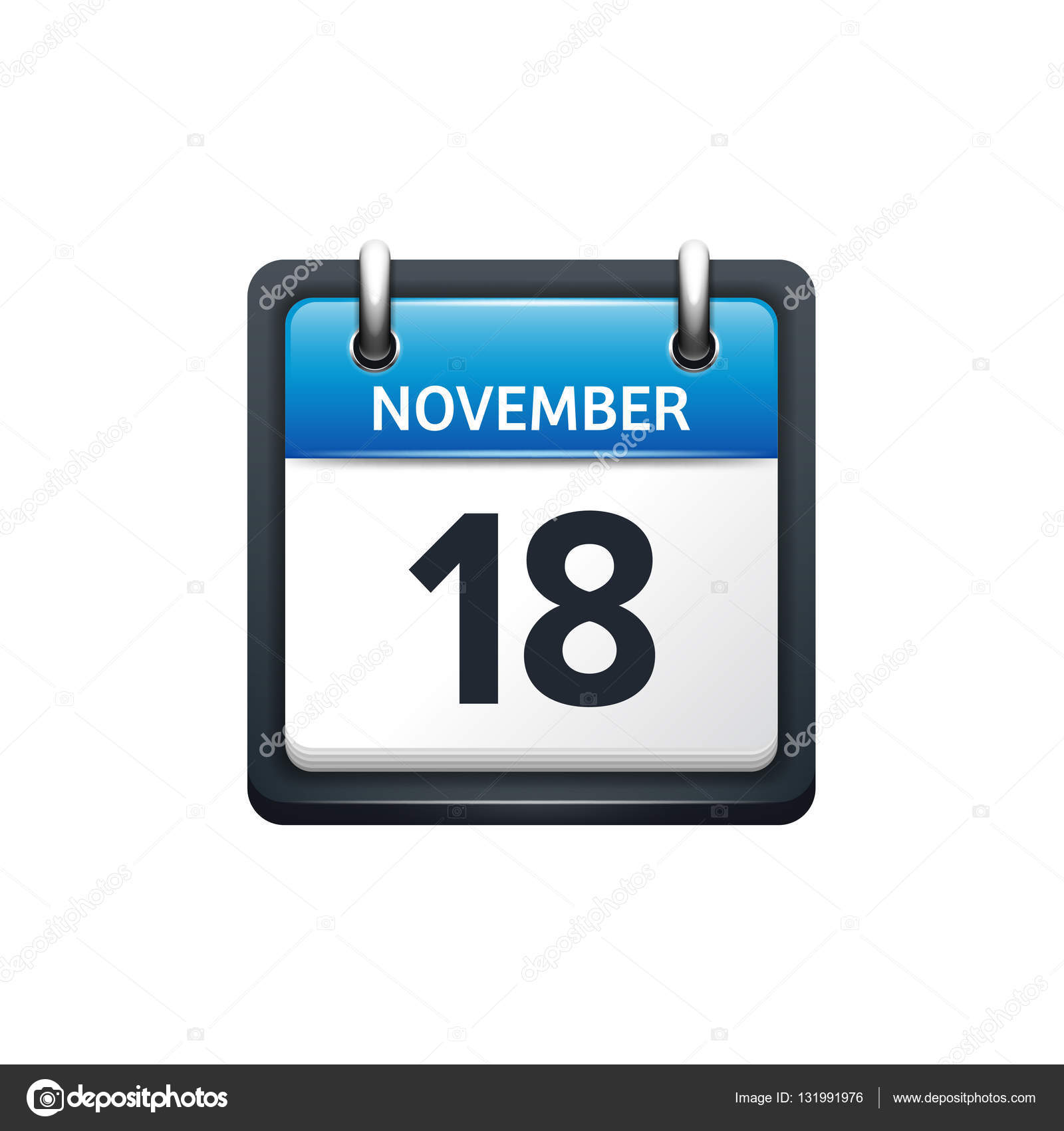 November 18. Calendar icon.Vector illustration,flat style.Month and ...