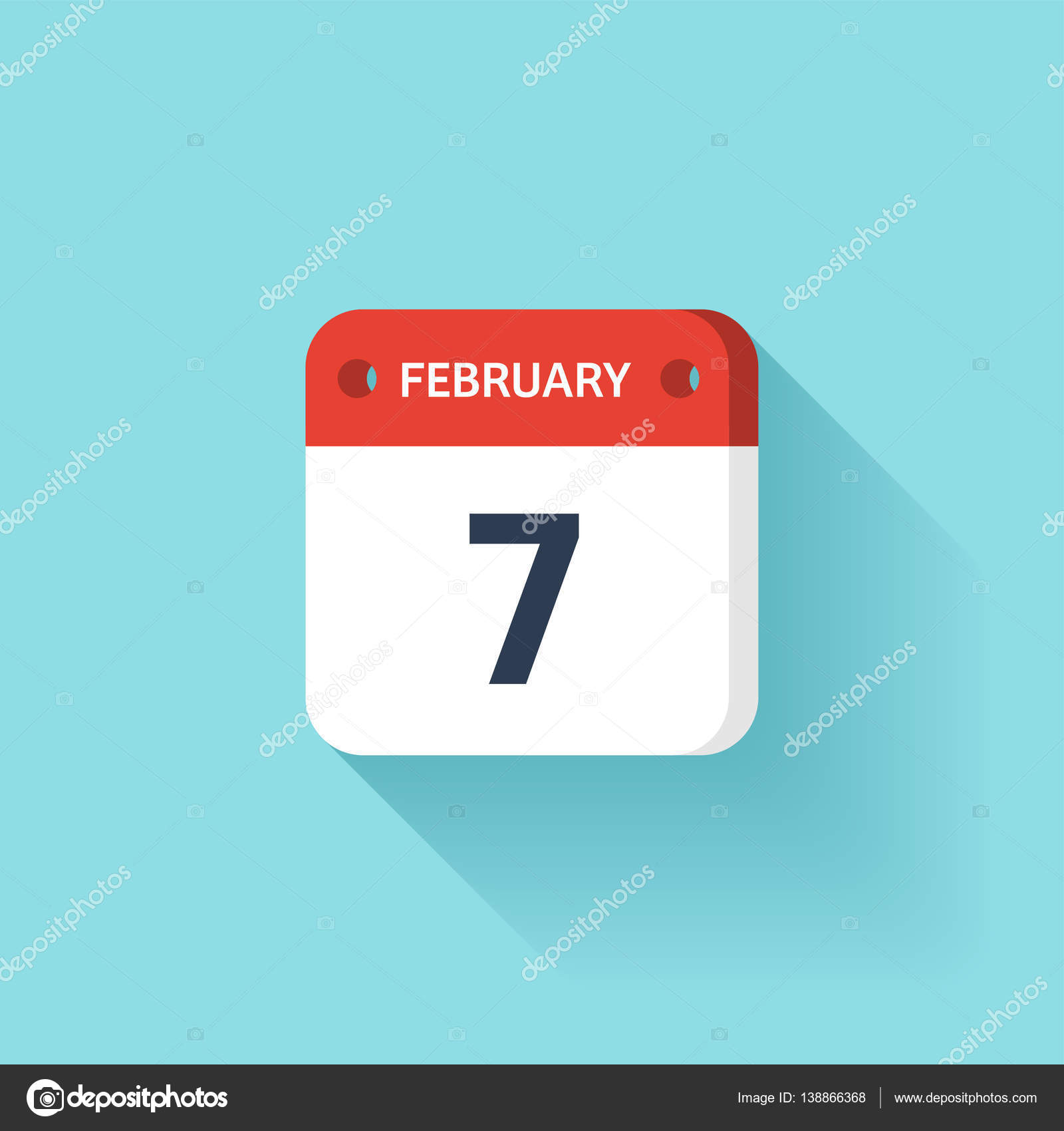February 7. Isometric Calendar Icon With Shadow.Vector Illustration ...
