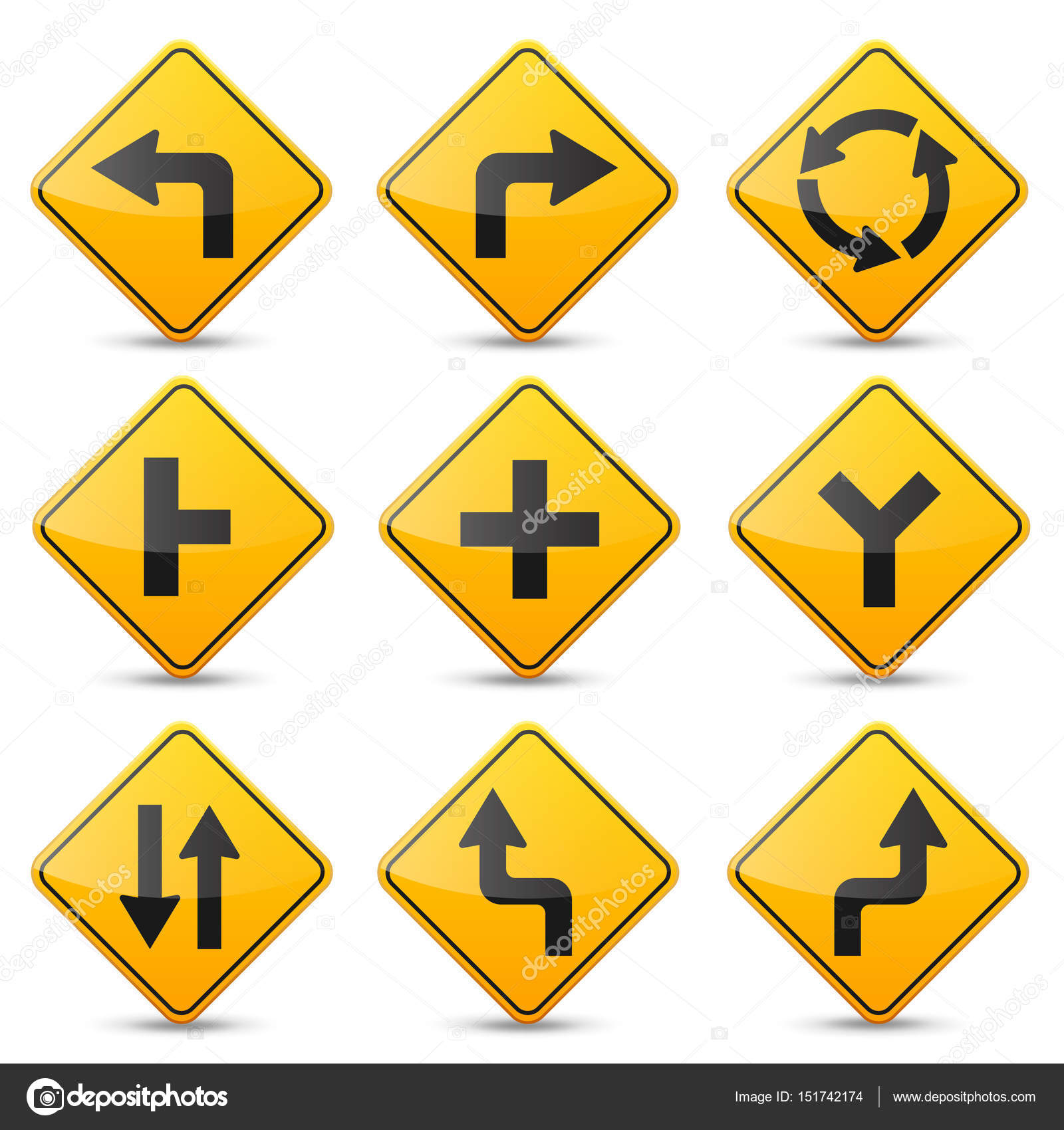Koleksi rambu-rambu jalan diisolasi dengan latar belakang putih. Jalan ...