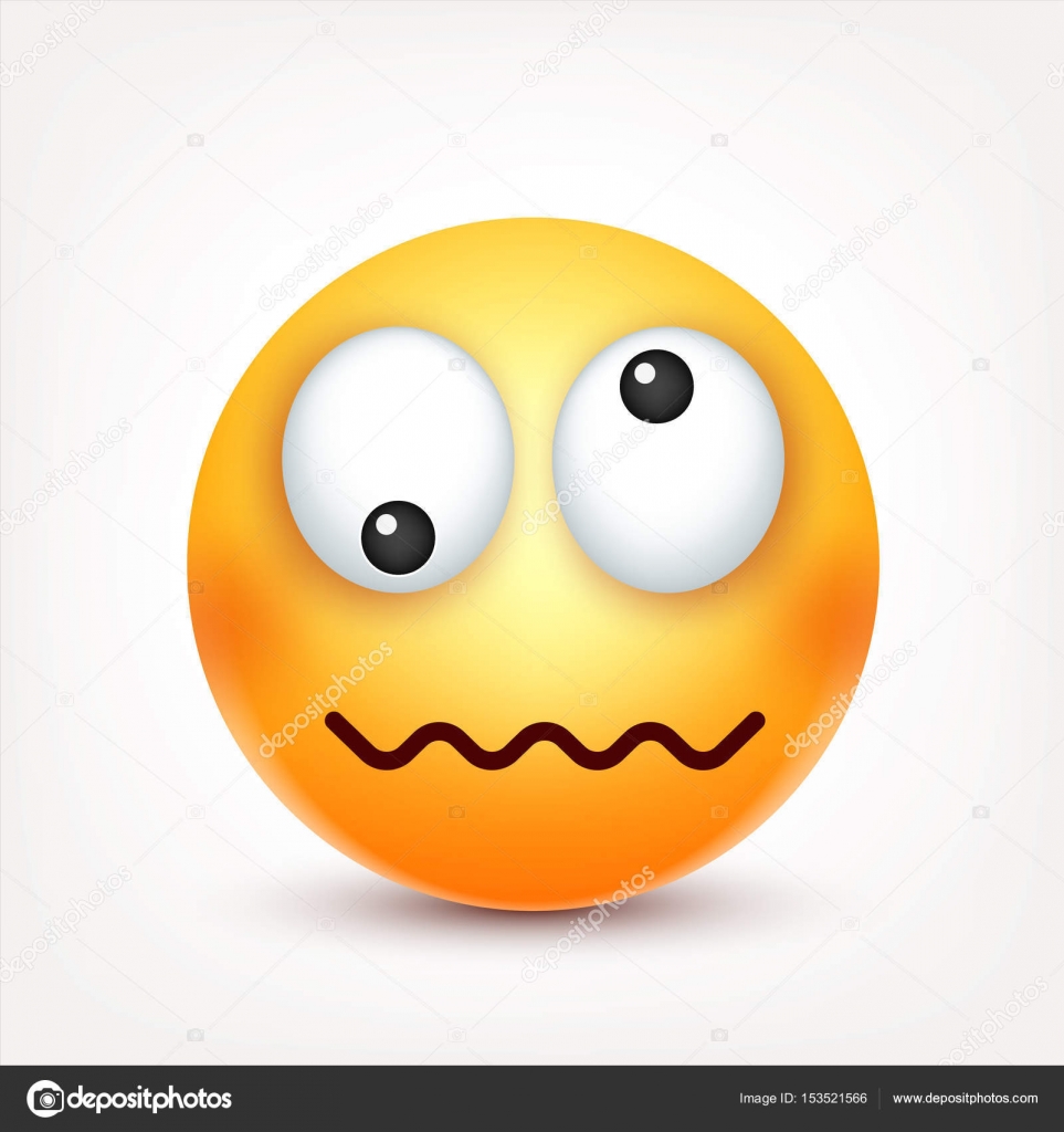 Smiley,crazy emoticon. Yellow face with emotions. Facial expression. 3d ...
