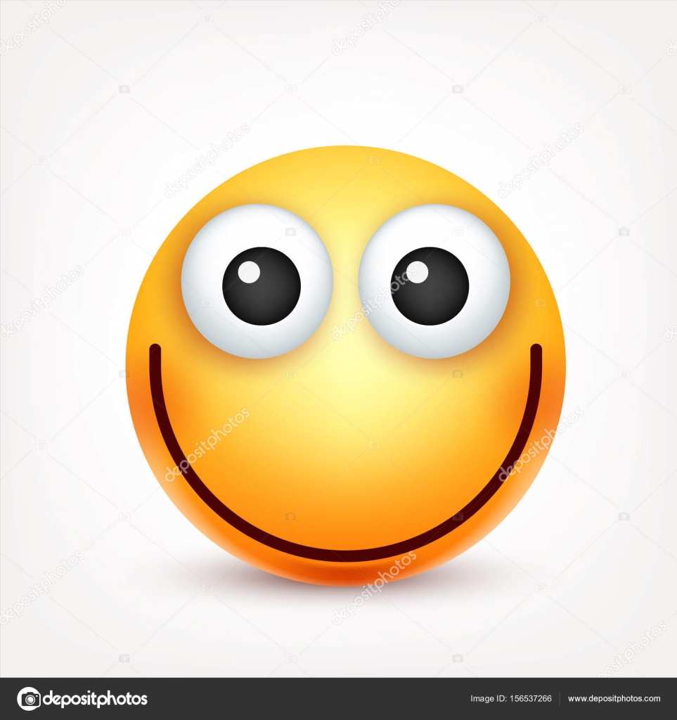 Smiley,emoticon. Yellow face with emotions. Facial expression. 3d realistic emoji. Funny cartoon ...