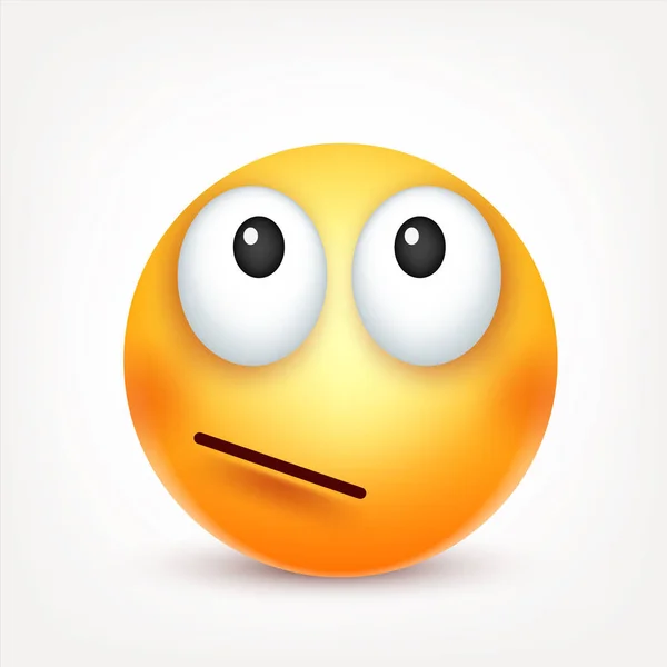 Smiley,crazy emoticon. Yellow face with emotions. Facial expression. 3d realistic emoji. Funny ...
