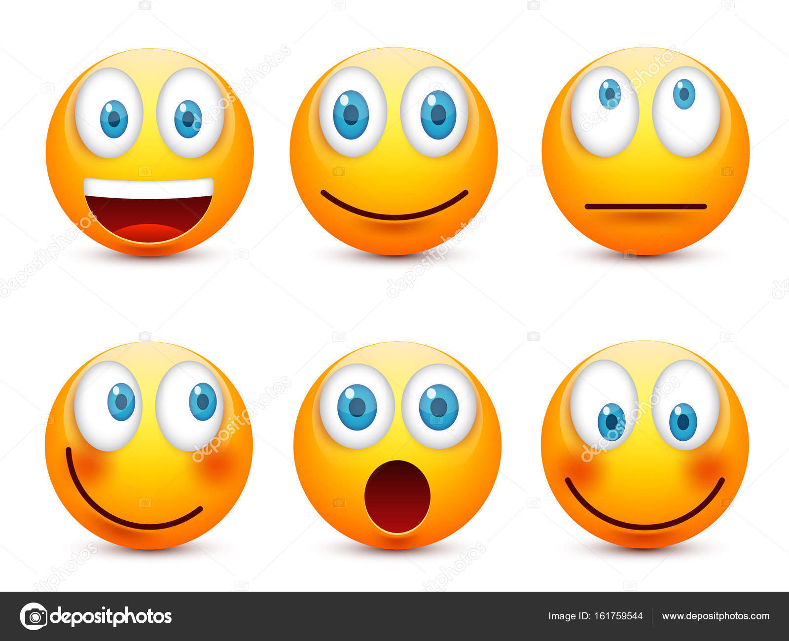 Smiley-val kék szeme, érzelem-készlet. Kinek arca is sárga az ...