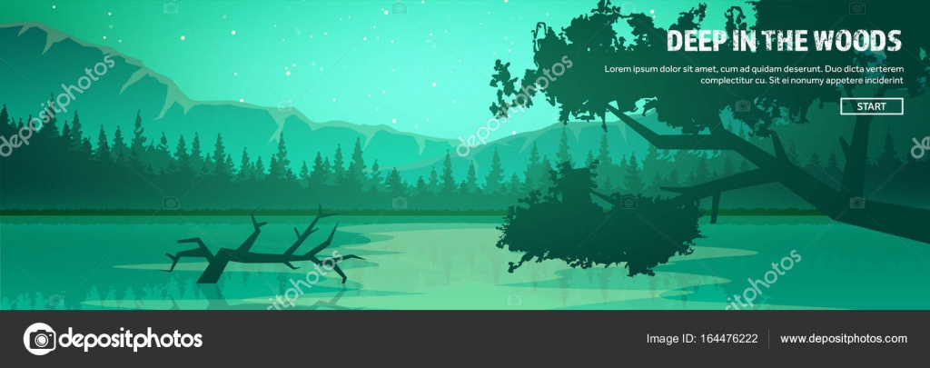 Mountains and forest header. Wild nature landscape. Travel and ...