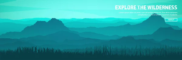 Mountains and forest header. Wild nature landscape. Travel and ...