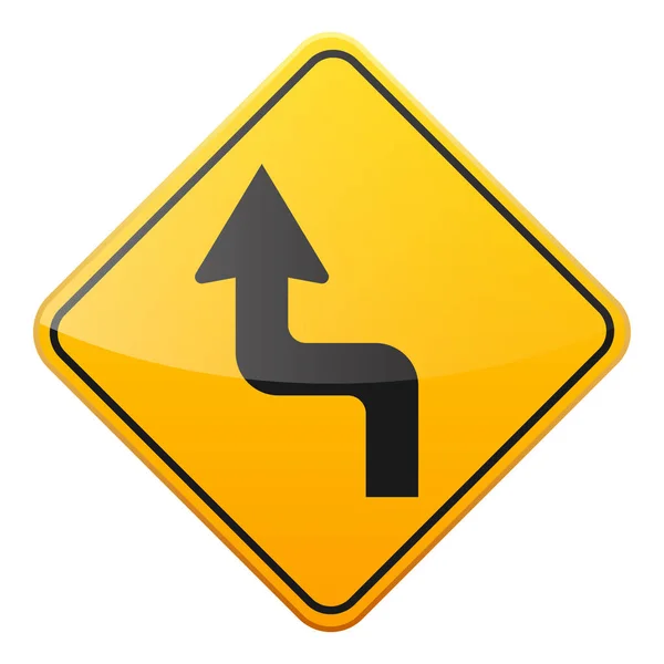 Road yellow sign on white background. Road traffic control.Lane usage ...