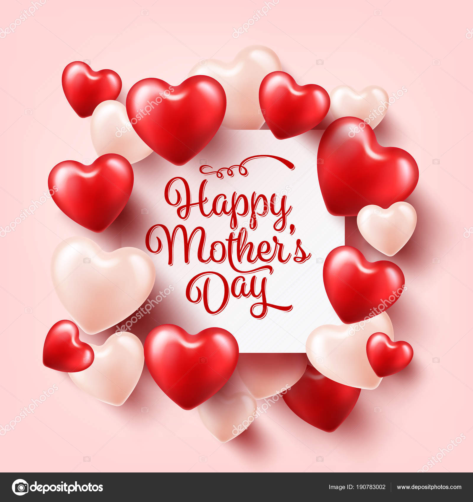 Mothers day background with red hearts. Greeting card, template with ...