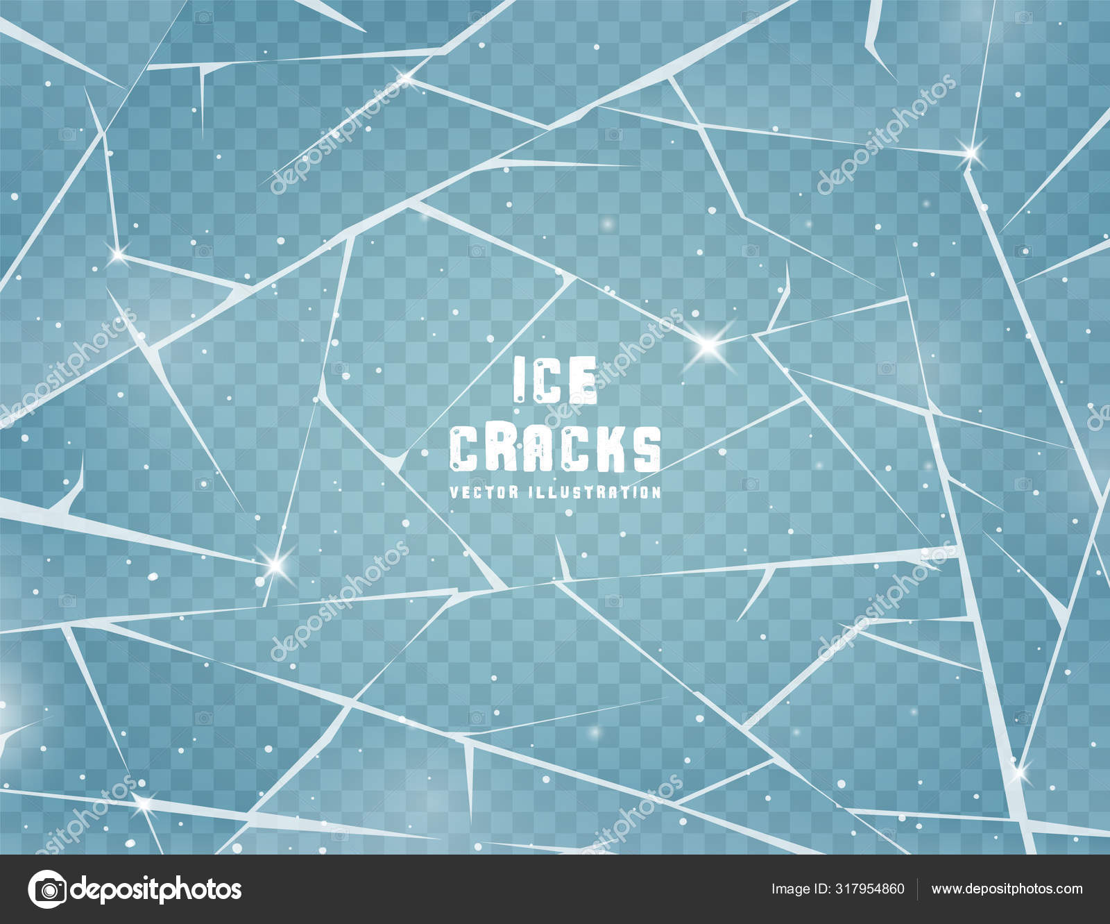 Realistic cracked ice surface. Frozen glass with cracks and scratches ...