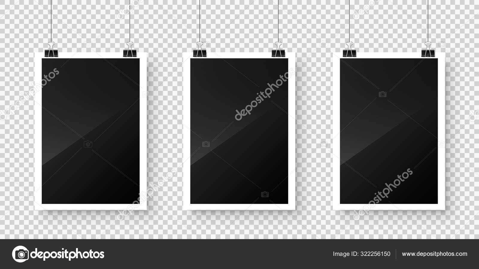 Photo card frame, film hanging on paper clips with transparent ...