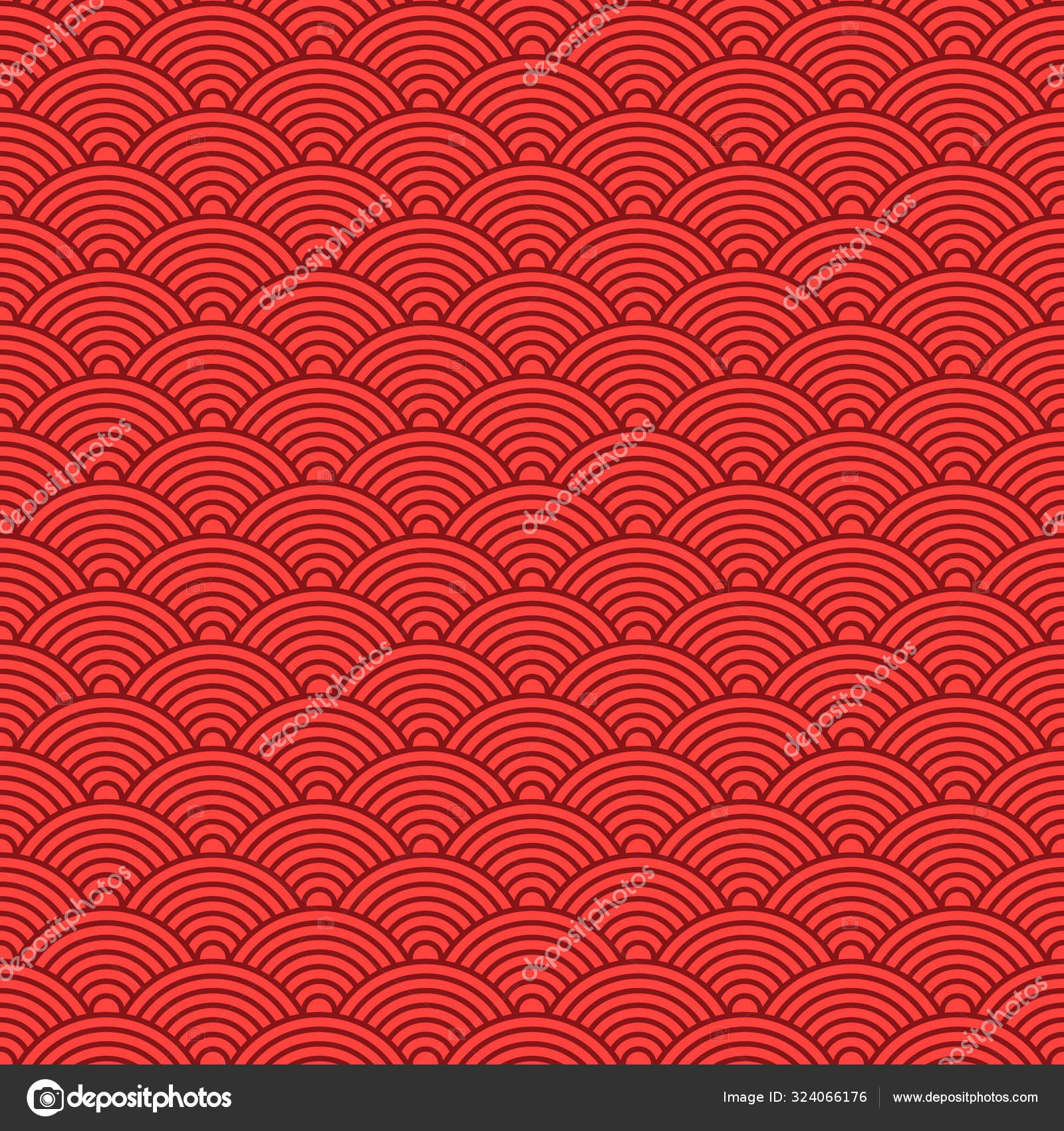 Japanese red seamless wave pattern. Traditional Chinese texture ...