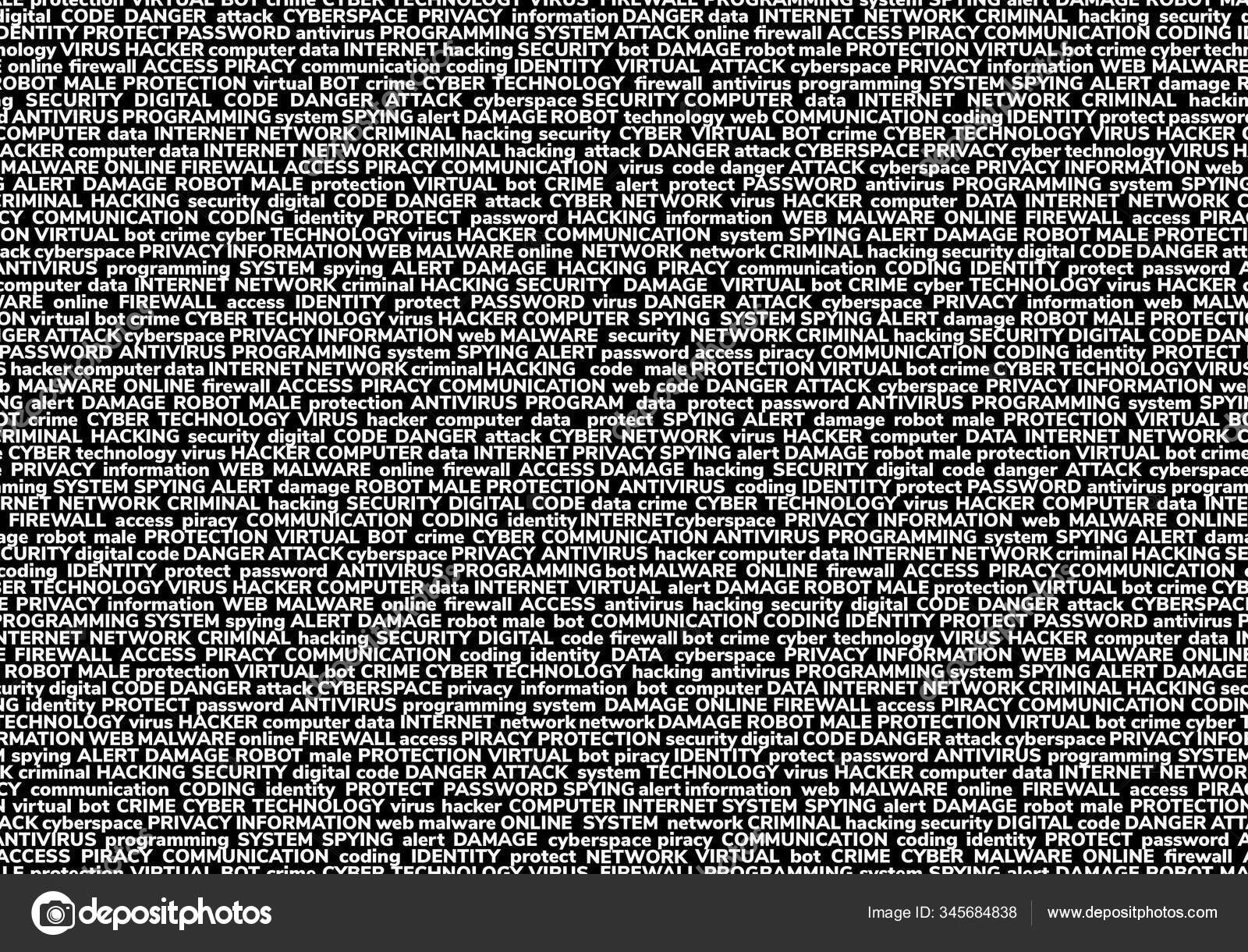 Seamless pattern consisting of text terms digital technology. Co ...