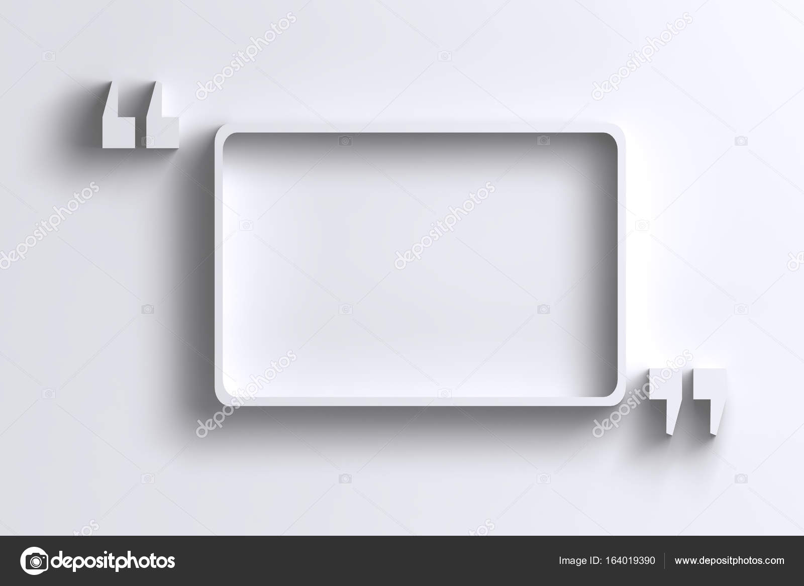 3D empty quotation marks frame on white wall Stock Photo by ©shawn ...