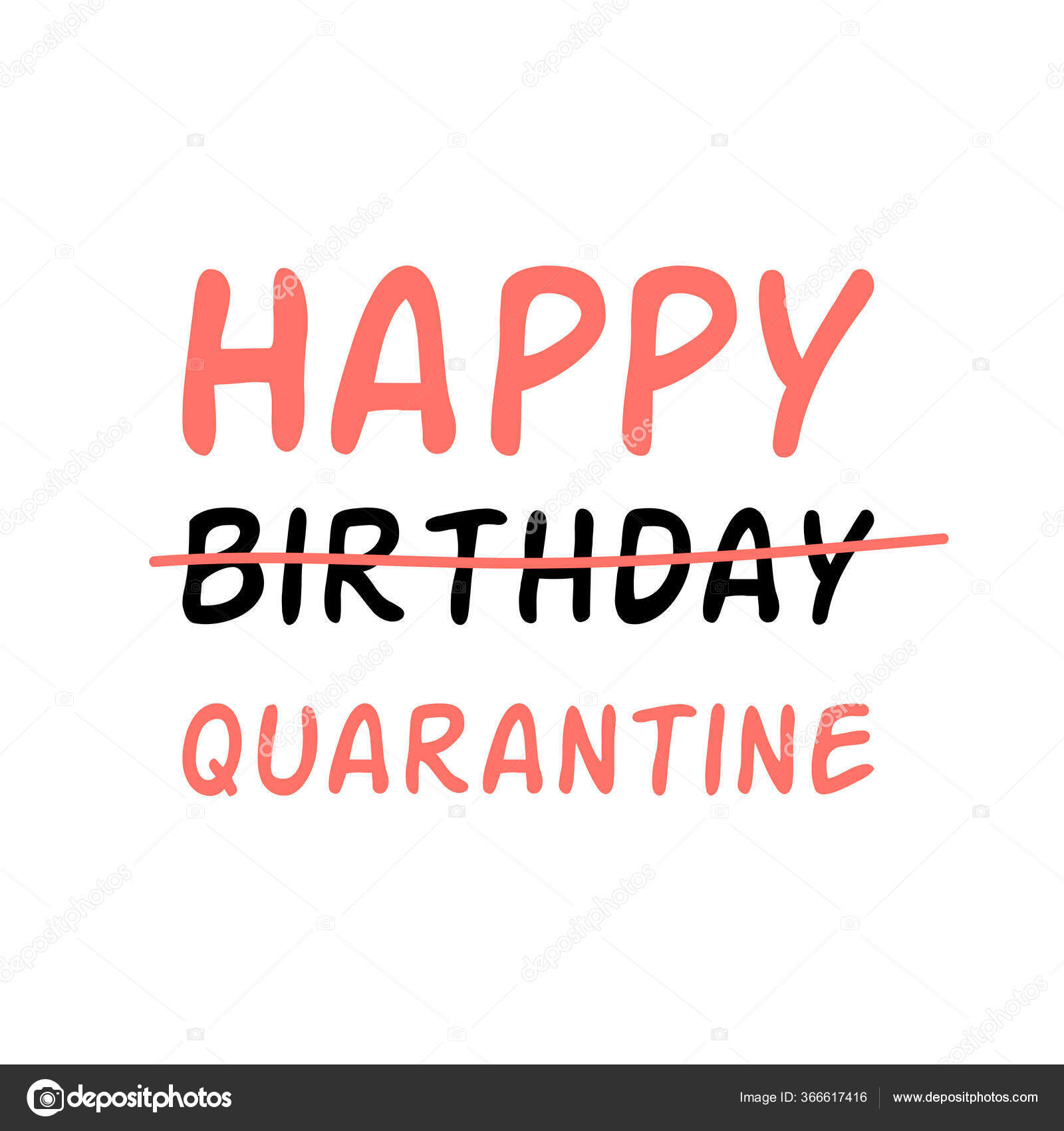 Happy Birthday Quarantine Congratulation Card Text Isolated White Quarantined Birthday — Stock ...