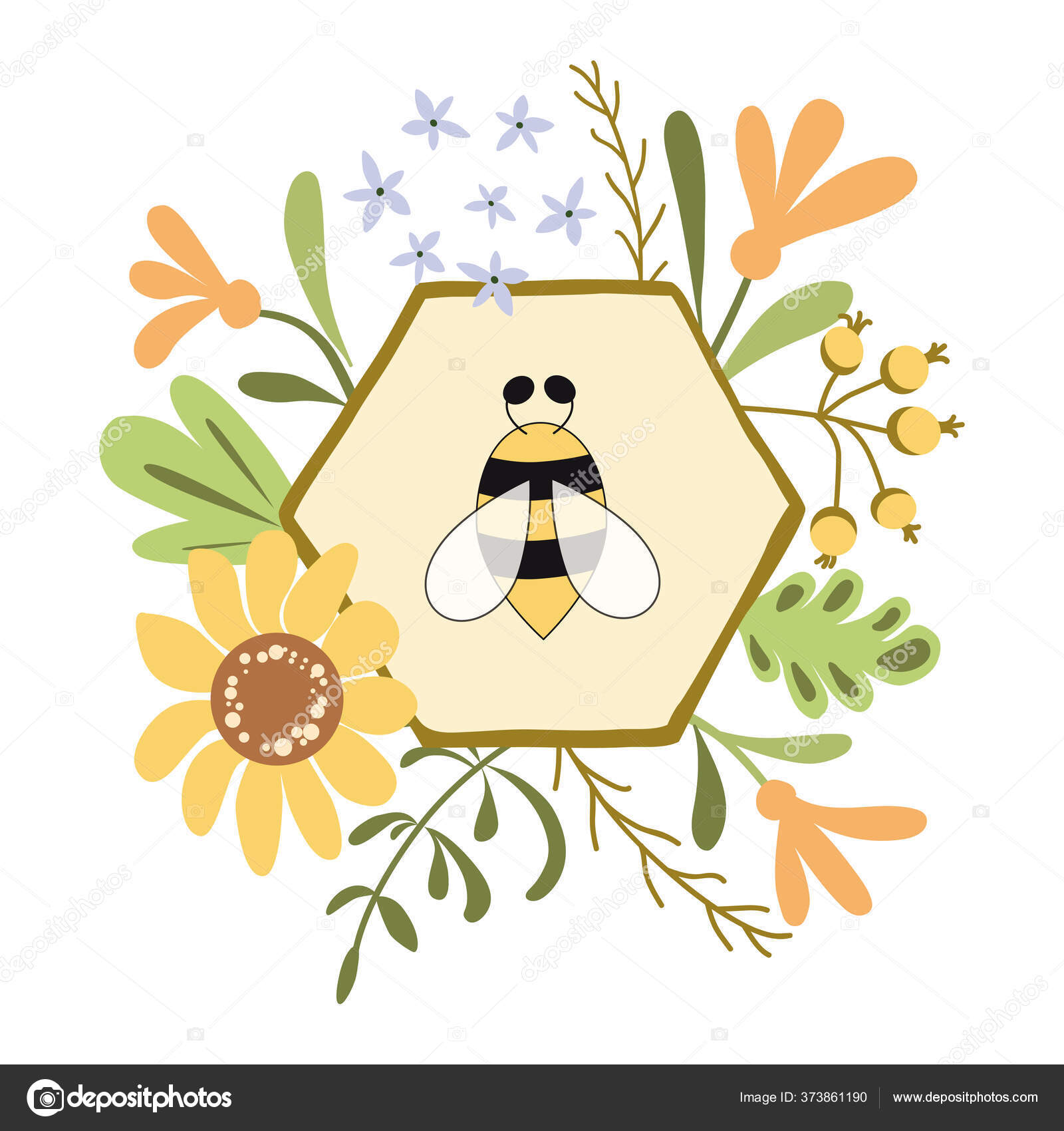 Art & Collectibles Bumble Bee Flower Artwork Yellow Flower Honey Bee ...