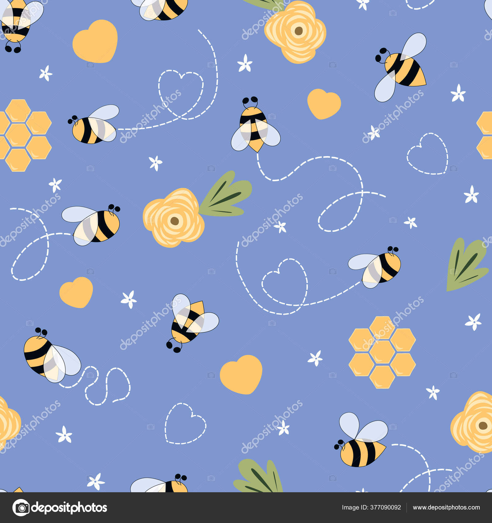 Cartoon Bees And Flowers