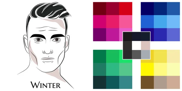 Seasonal Color Analysis Vector Hand Drawn Men Different Types Male ...