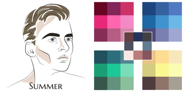 Seasonal Color Analysis Vector Hand Drawn Men Different Types Male ...