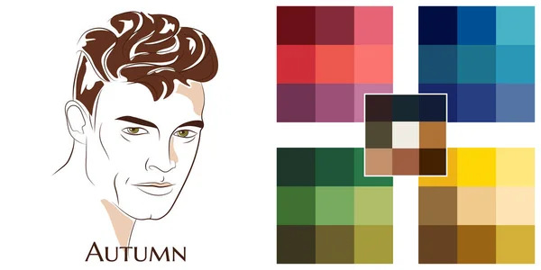 Seasonal Color Analysis Vector Hand Drawn Men Different Types Male ...