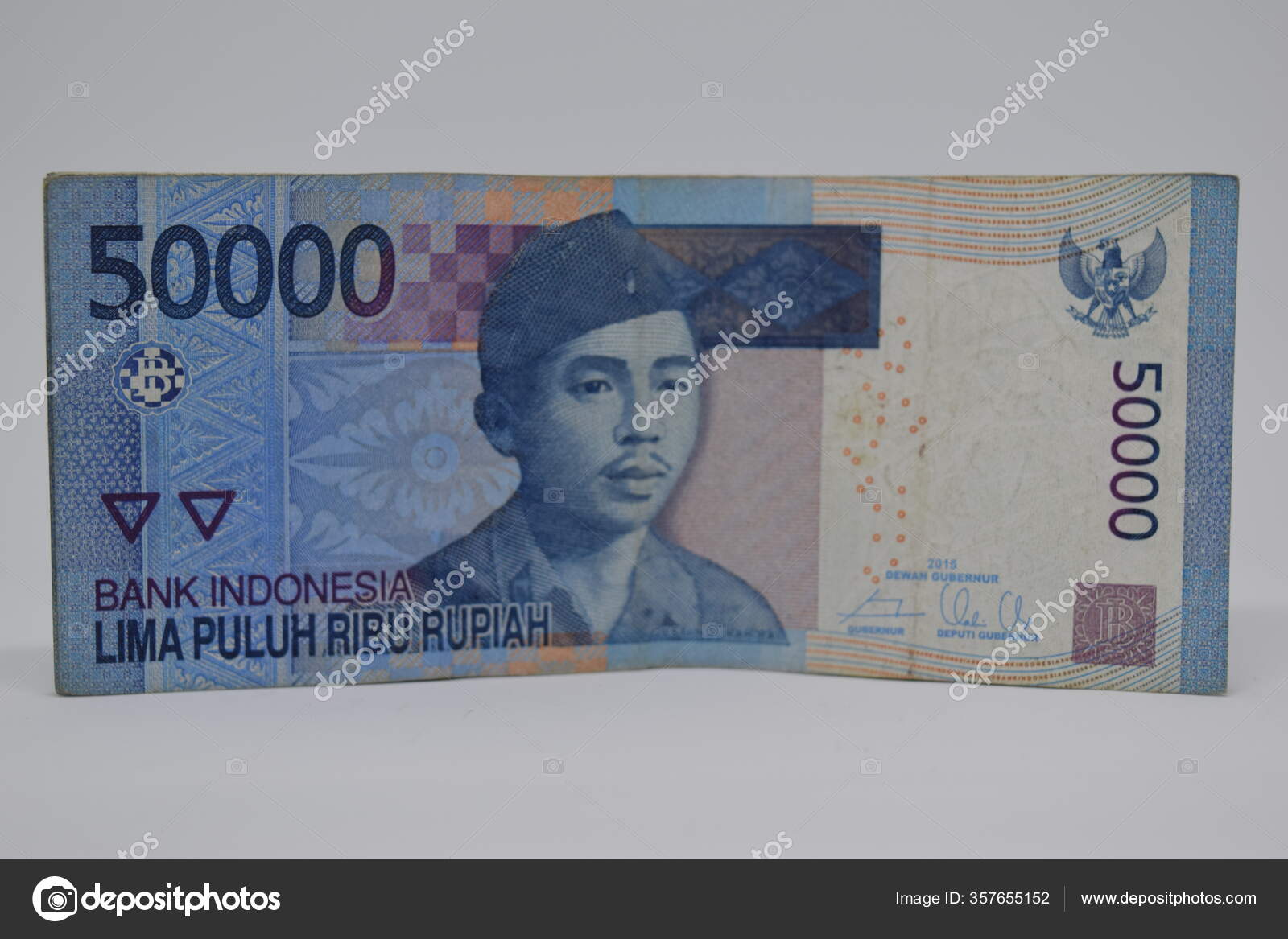Close Fifty Thousand Indonesian Rupiah Isolated White Background ...
