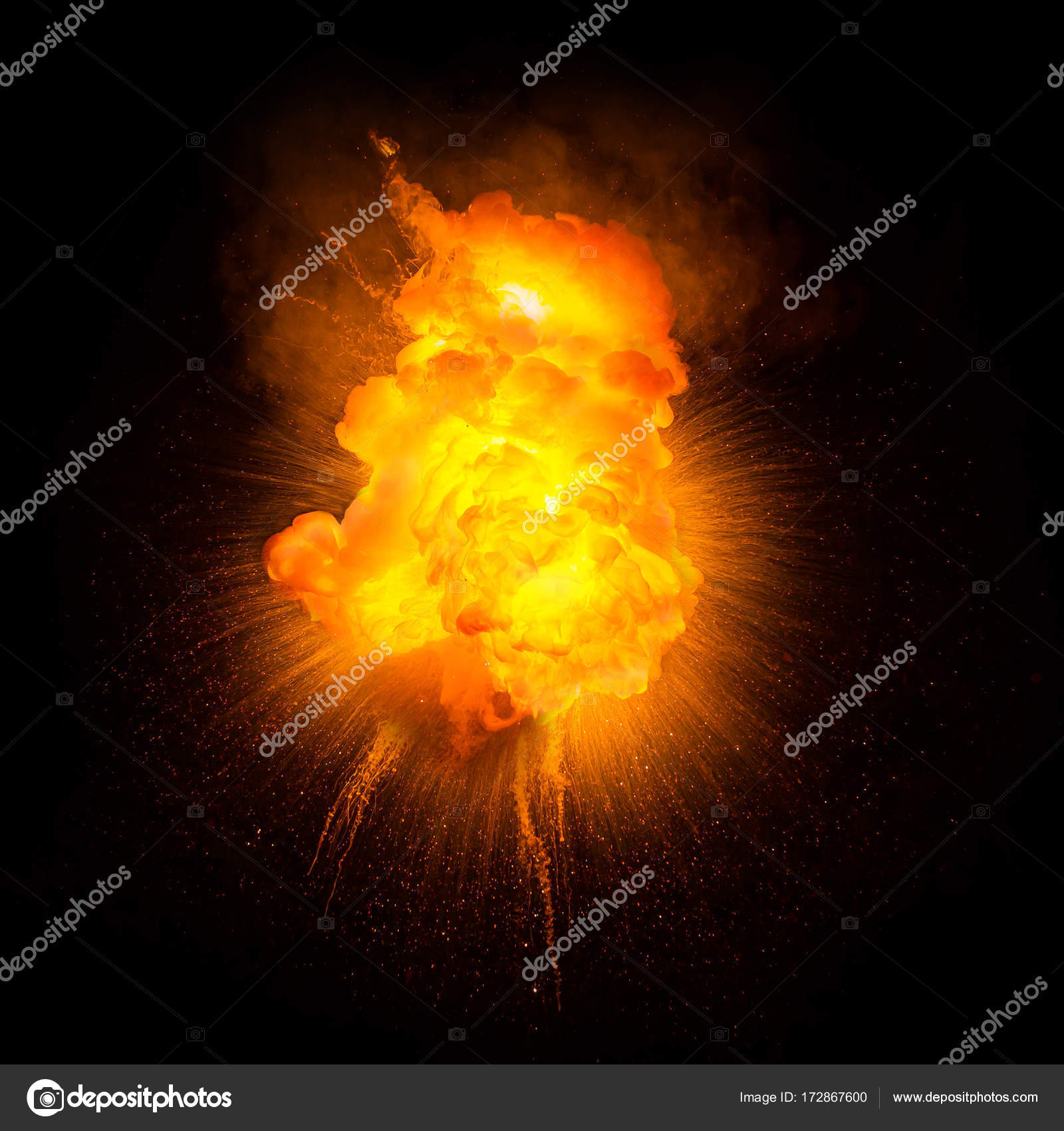 Bright explosion flash on a black backgrounds. fire burst Stock Photo ...