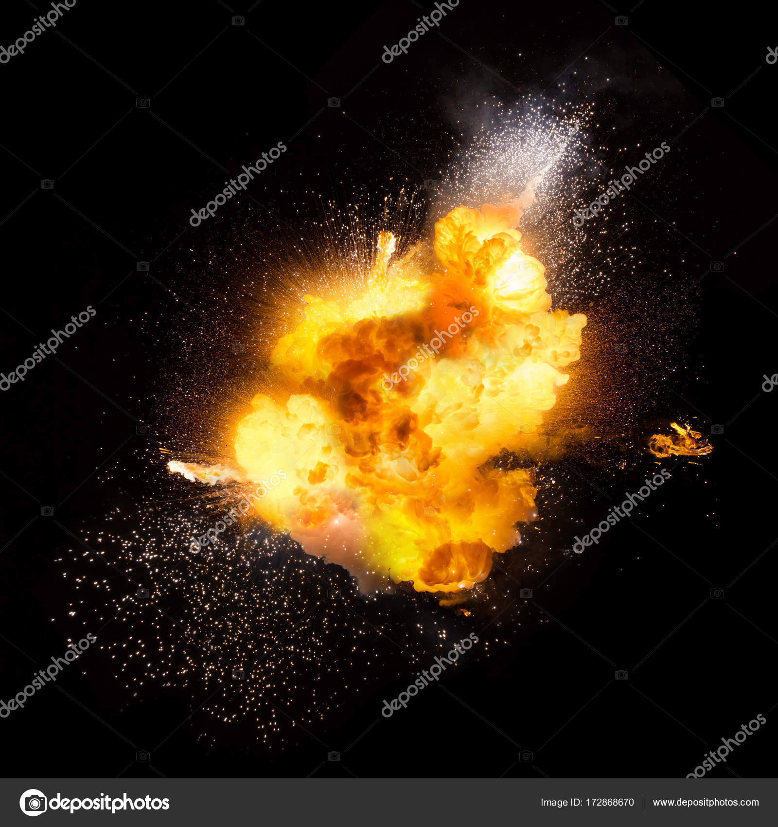 Bright explosion flash on a black backgrounds. fire burst Stock Photo ...