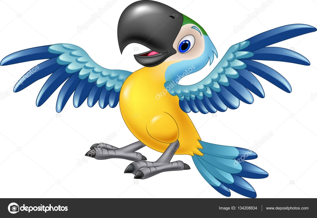 Feliz guacamaya volando — Vector de stock © tigatelu #134208834