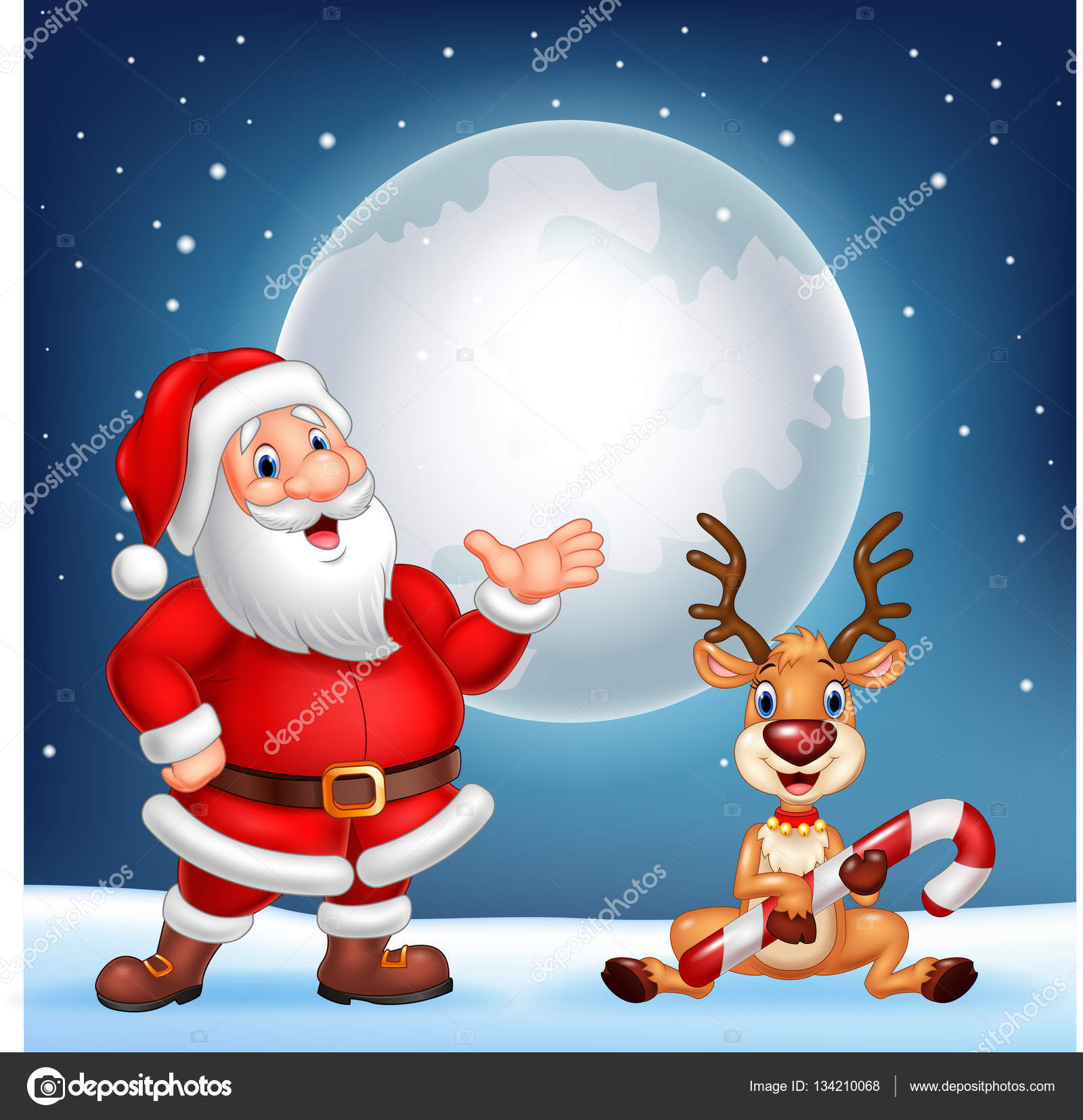 Santa and his reindeer Rudolf Stock Vector Image by ©tigatelu #134210068