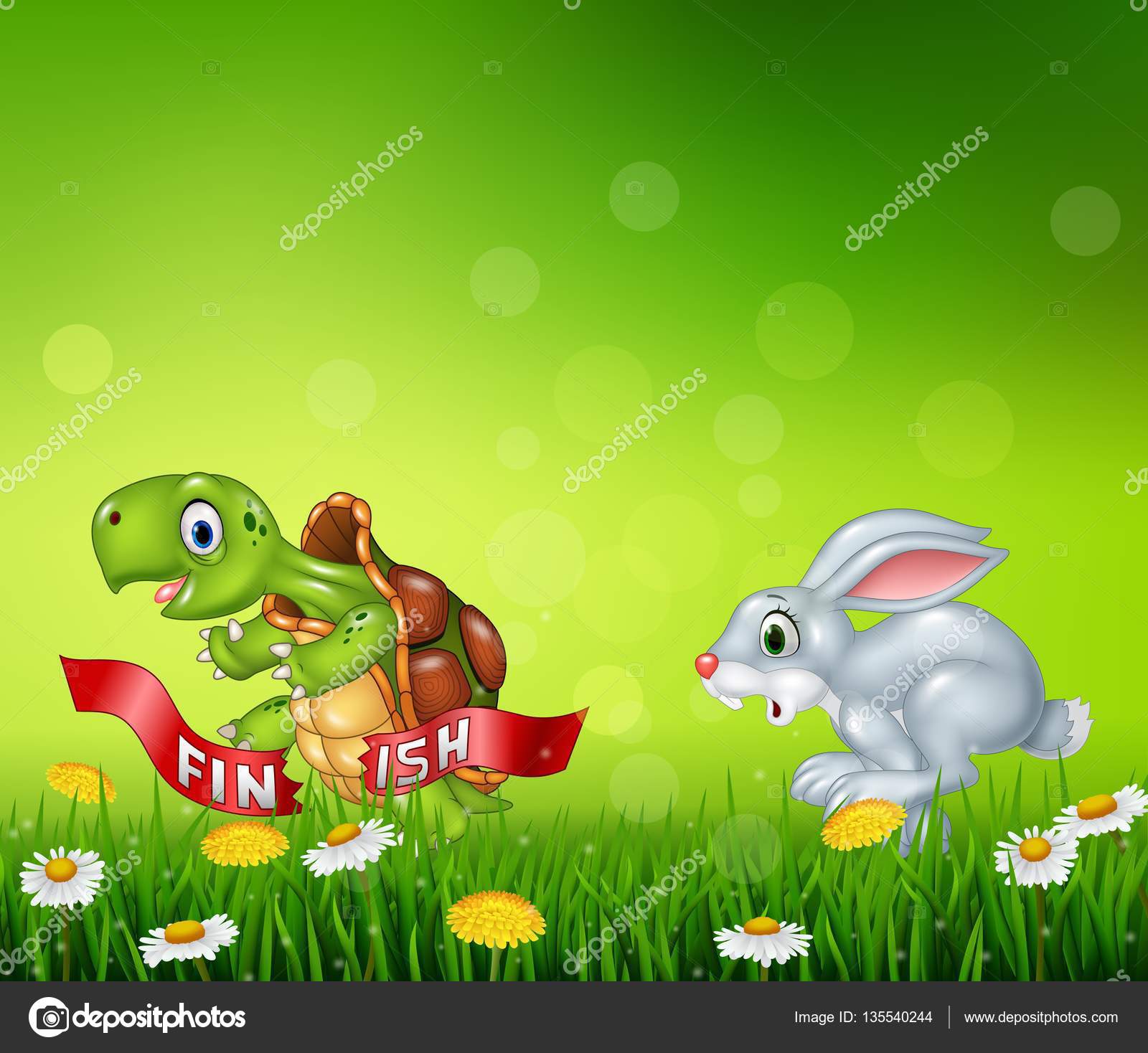 Cartoon a turtle win the race against a bunny Stock Vector Image by ...