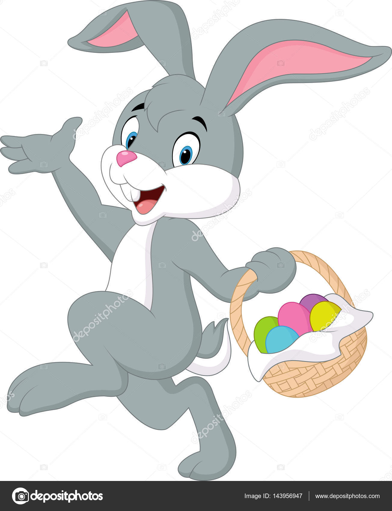 Cartoon rabbit holding easter basket Stock Vector Image by ©tigatelu ...