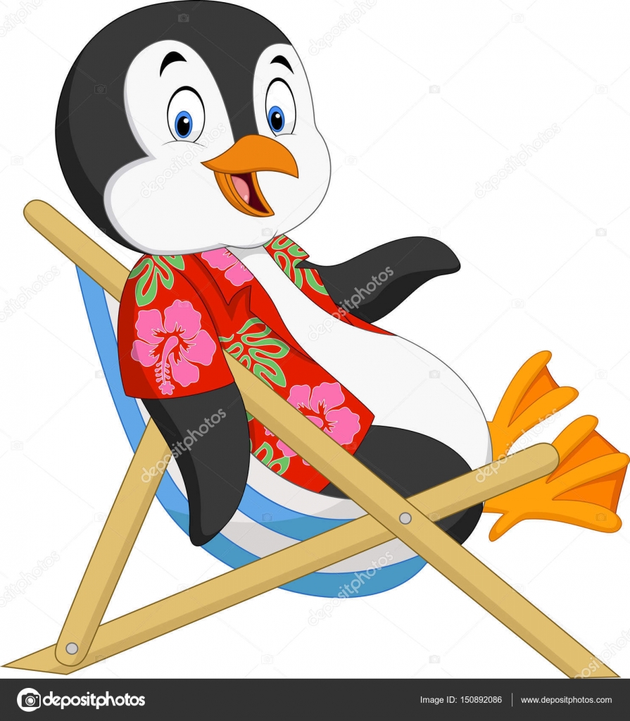Cartoon penguin sitting on beach chair Stock Vector by ©tigatelu 150892086