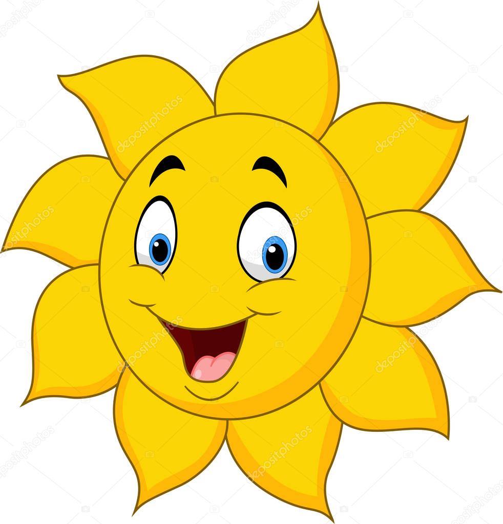 Dibujos animados sol aislado sobre fondo blanco 2024