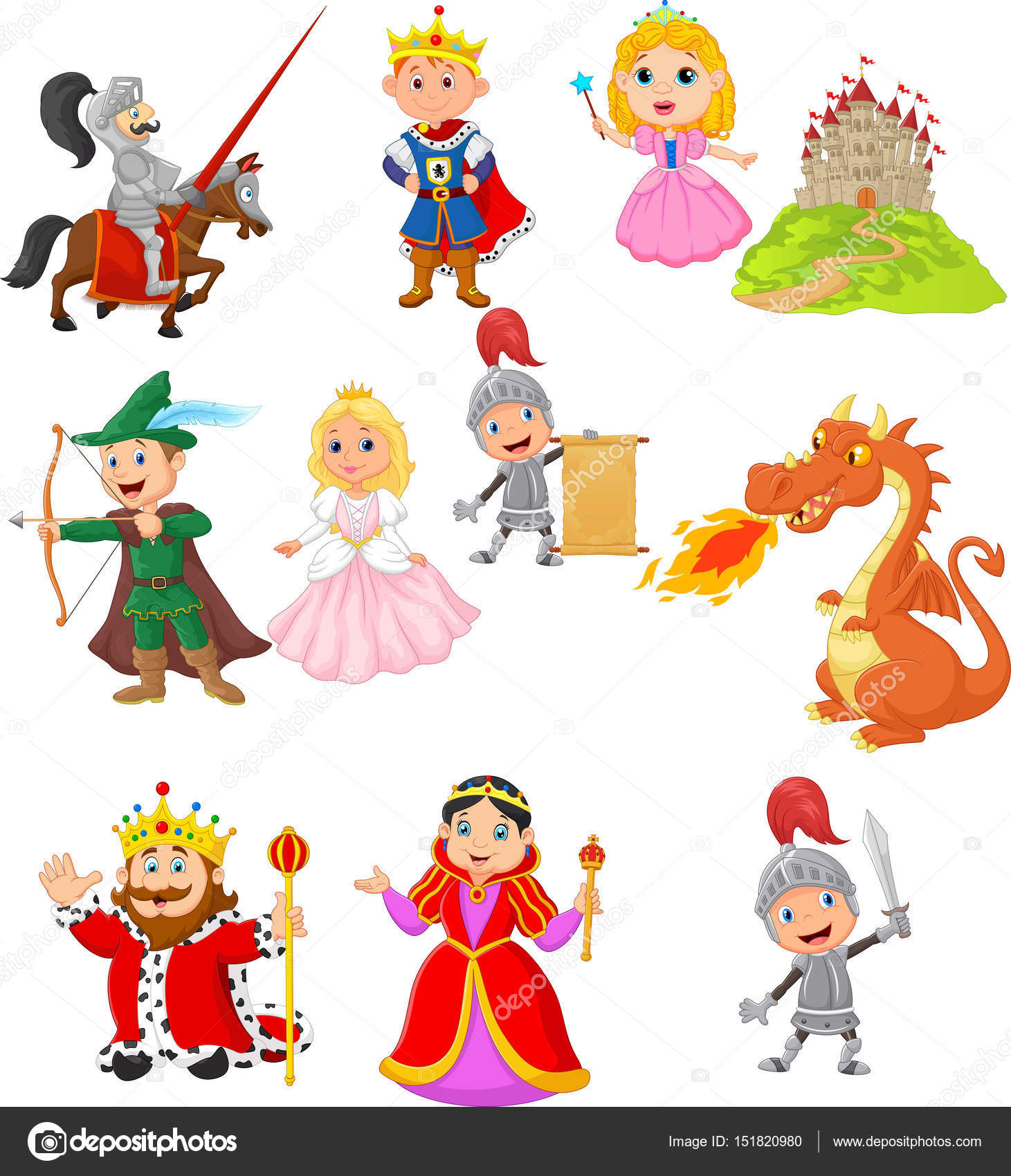 Set of fairy tale medieval character — Stock Vector © tigatelu #151820980