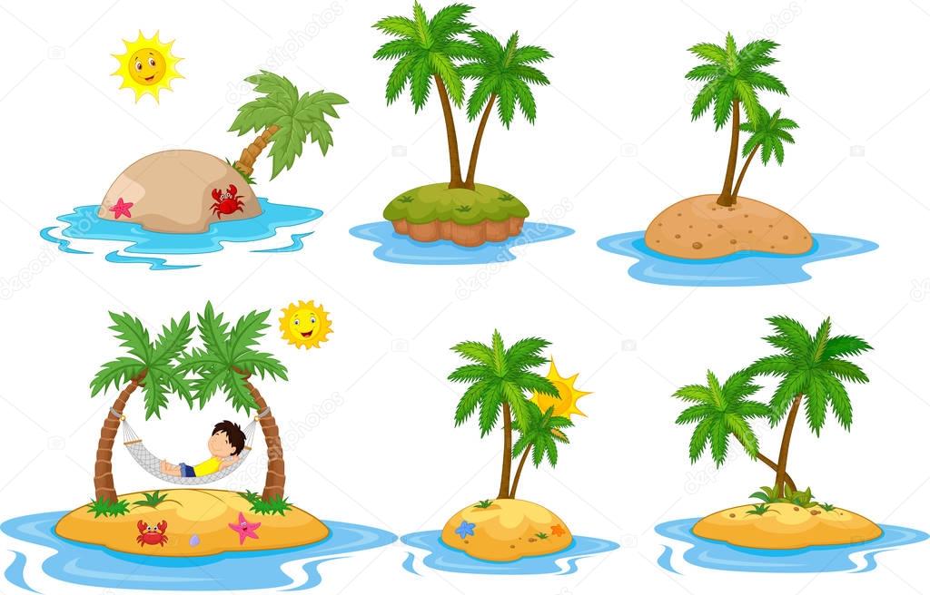 Cartoon tropical island collection set — Stock Vector © tigatelu #151820992