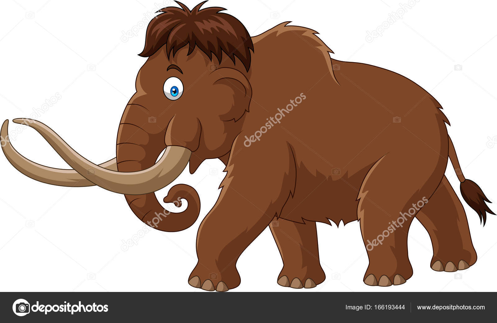 Mamut de dibujos animados aislado sobre fondo blanco vector, gráfico ...