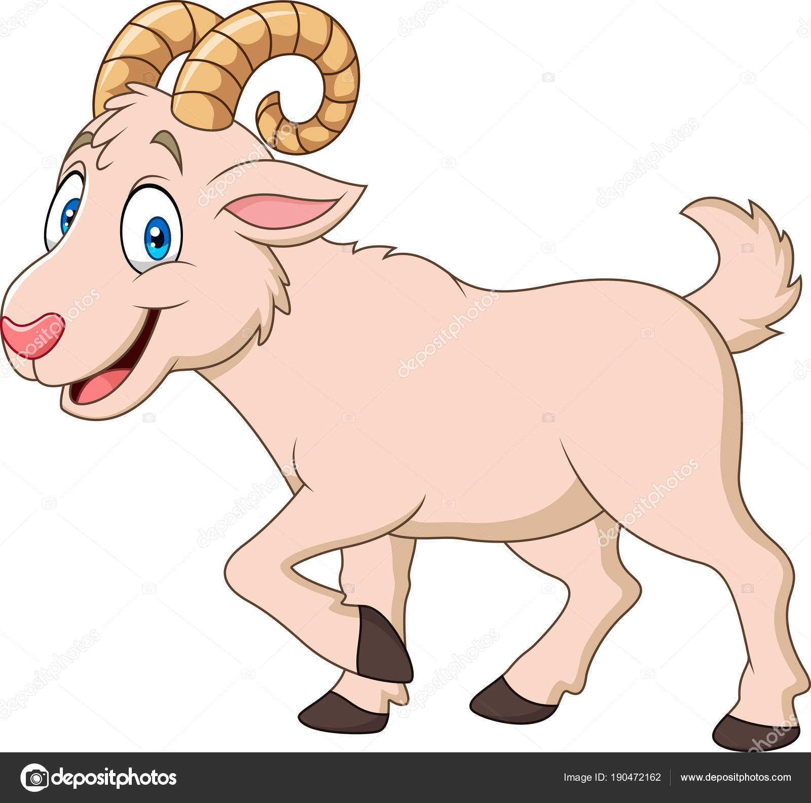 Dibujos Animados Divertido Cabra Aislado Sobre Fondo Blanco Vector de ...